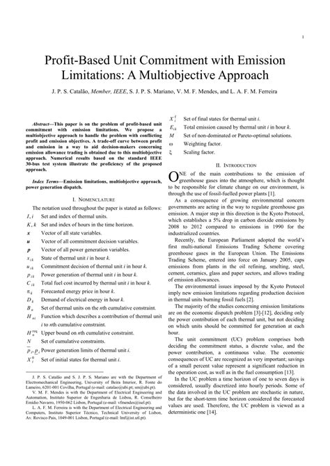pdf profit based unit commitment with emission limitations a multiobjective approach