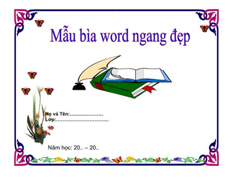 Mẫu bìa giáo án đẹp theo chiều ngang file Word
