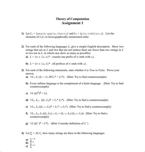 solved theory of computation assignment l 1 let li peach