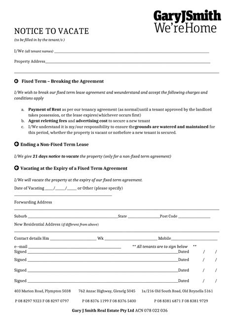 Free Printable Notice To Vacate Letter Templates PDF 30 60 Day Notice