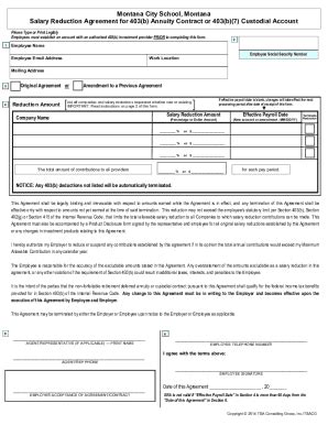 Fillable Online Salary Reduction Agreement For 403 B 403 B Roth 457