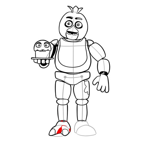 How To Draw Chica With A Cake FNaF SketchOk