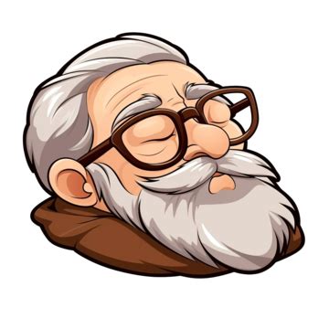 Oldman Sleep Face Cartoon Cute Icon Father Expression Png