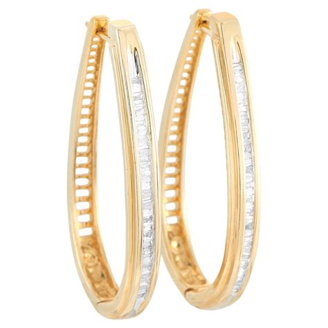 Lb Exclusive 14k Yellow Gold 0 50 Carat Diamond Hoop Earrings For Sale