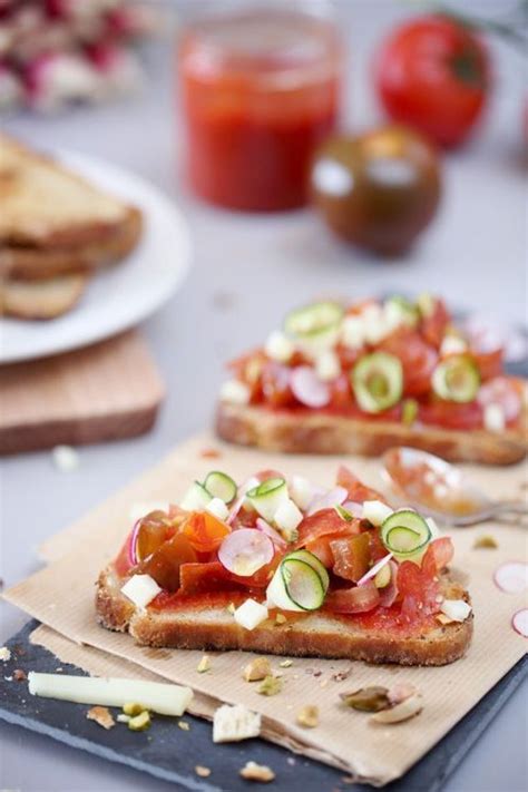 Tartine salée tomates chorizo radis et courgette Idées de tartines