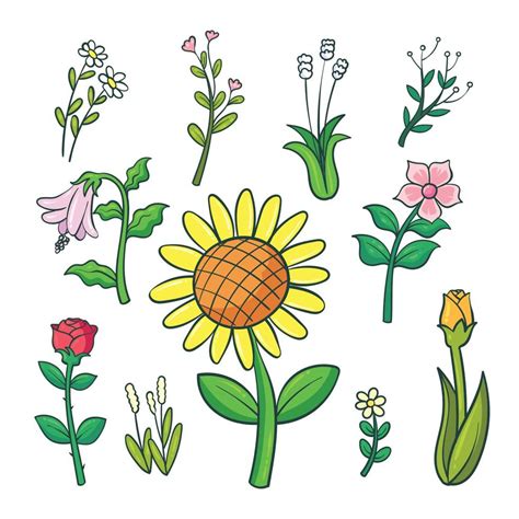Flores Lindas Dibujos Animados Dibujados A Mano Una Flor Peque As The