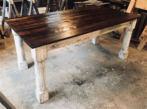 Diy Farmhouse Table Chunky Legs Unfinished Farmhouse Dining Table