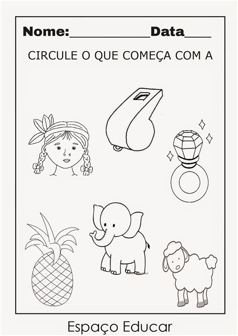 Atividades a vogal A ESPAÇO EDUCAR