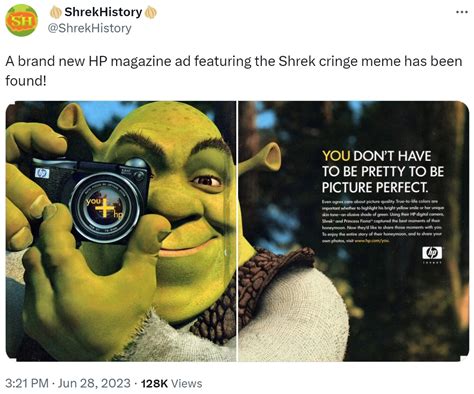 A Brand New Hp Magazine Ad Featuring The Shrek Cringe Meme Has Been