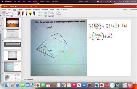 solved find the surface area of the triangular prism shown below units 10 14 12