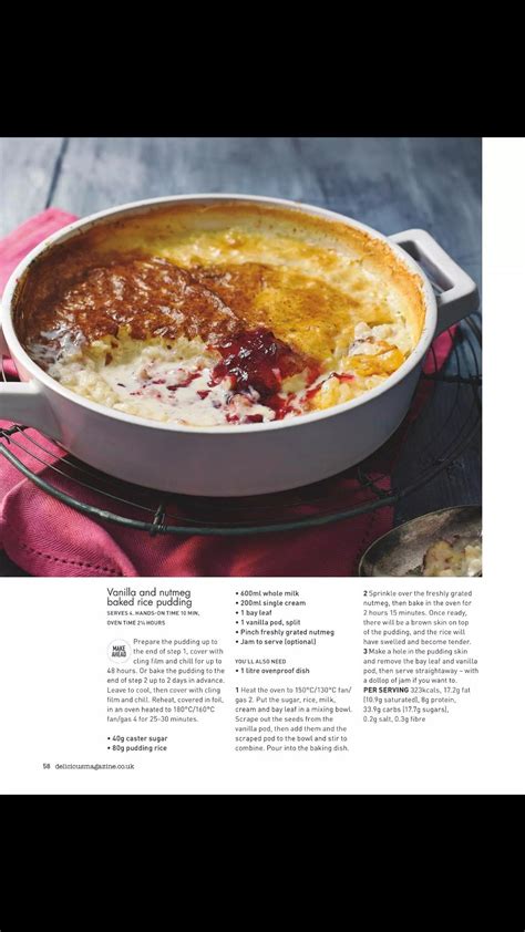 Vanilla And Nutmeg Baked Rice Pudding Baked Rice Pudding Food Recipes