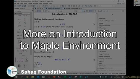 more on introduction to maple environment math lecture sabaq pk youtube