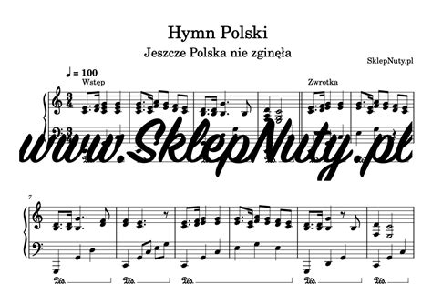 Hymn Polski Jeszcze Polska nie zginęła nuty na fortepian pianino