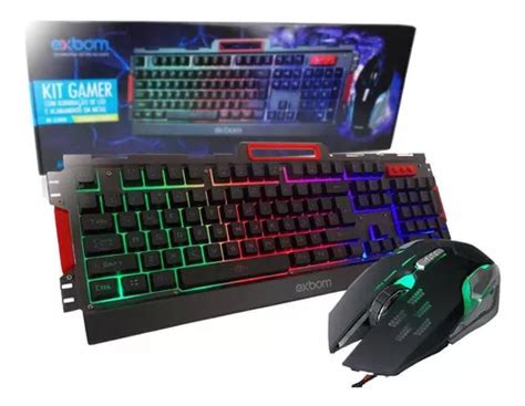 Kit Teclado Gamer Pro Semi Mecânico Led Chroma Mouse Exbom