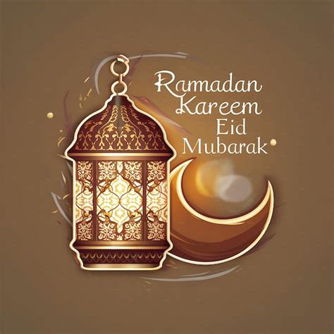 Ramadan kareem linterna y luna creciente diseño de tarjeta de saludos