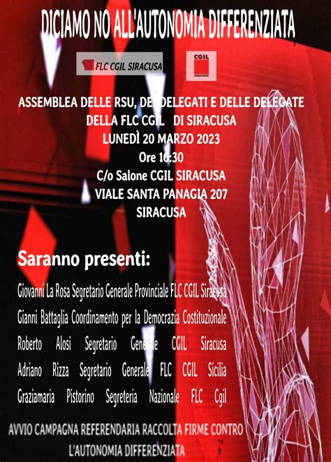 Siracusa no allautonomia differenziata oggi lunedì 20 marzo