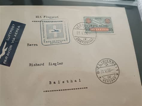Luftpost Briefmarke Swissair Sonderflug 1938 Kaufen Auf Ricardo