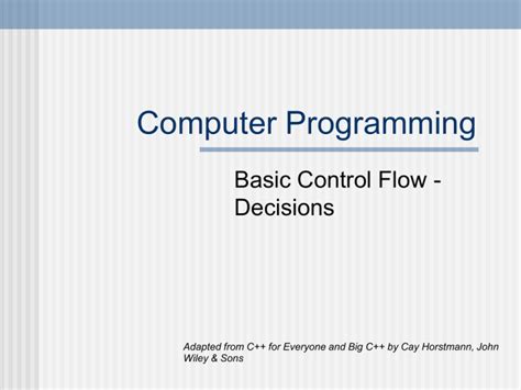 computer programming basic control flow decisions