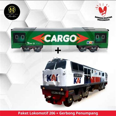 Paket Miniatur Kereta Api Indonesia Livery Cc206 Gerbong Lazada