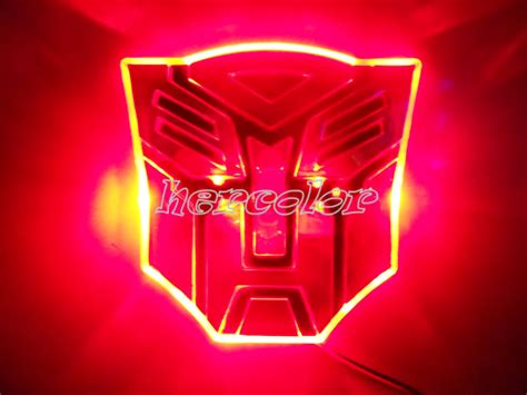 LED Transformers Autobot 3D Logo Emblem Badge Decal Car Sticker Light New