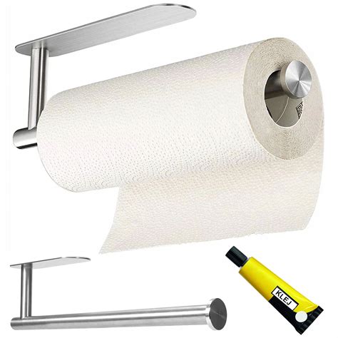 Uchwyt Na R Cznik Papierowy Foli Kuchenny Wieszak Srebrny Przyklejany