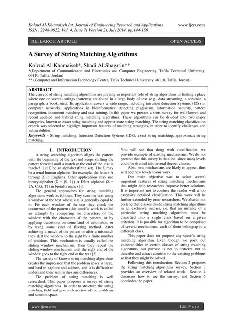 pdf a survey of string matching algorithms