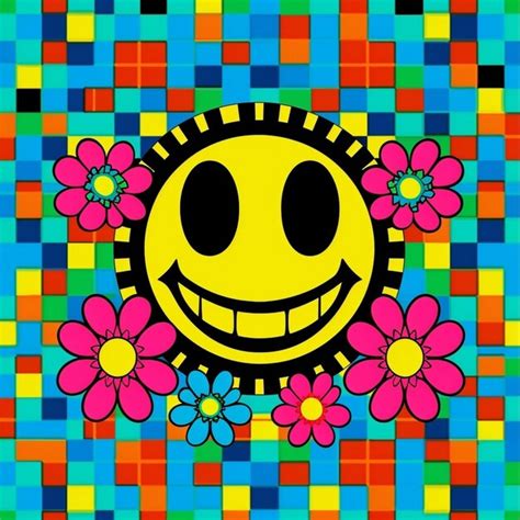 Premium AI Image A Smiley Face With Flowers In The Middle Of It