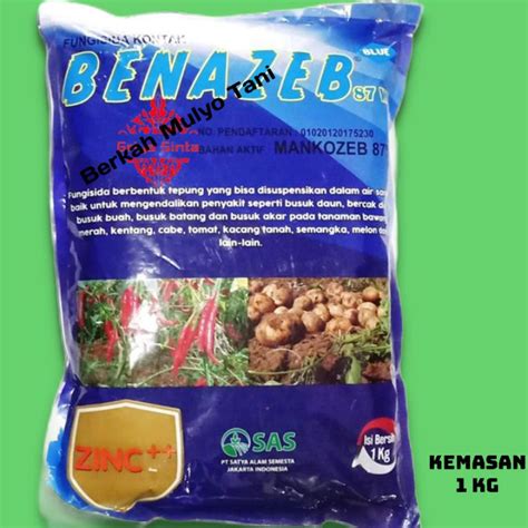 Jual Fungisida Benazeb 87 WP 1 KG Fungisida Kontak Mancozeb Biru Untuk