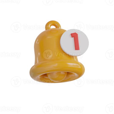 D Rendering Of Yellow Notification Bell Icon Png