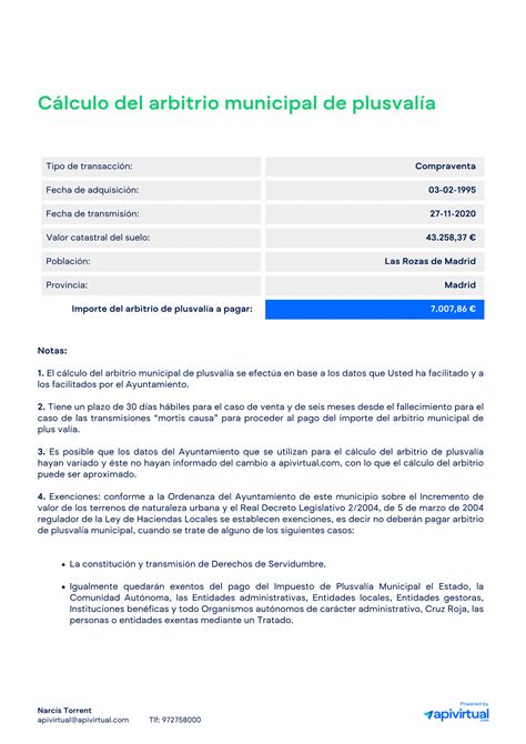 Cálculo de la plusvalía municipal