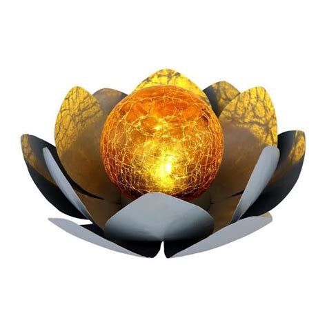 LED Lumière Solaire Boule En Verre Craquelé Lotus Fleur LightOutdoor