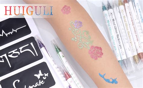 Huiguli Stylo Tatouage Temporaire Double Pointe 10 Pcs Couleurs Stylos