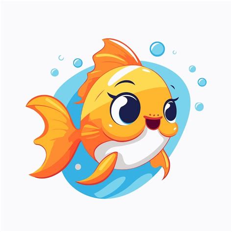 Un lindo pez dorado de dibujos animados nadando en el mar ilustración