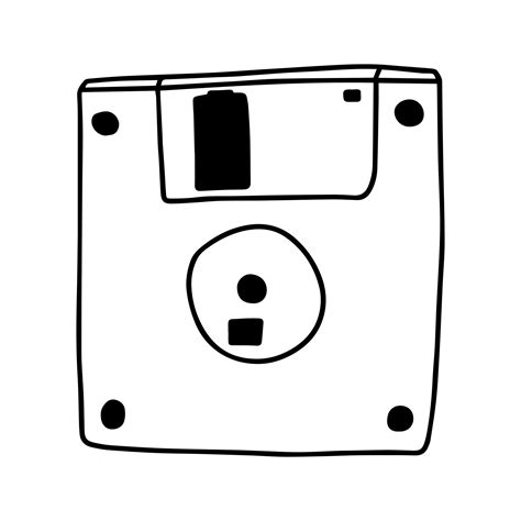 Doodle Floppy Disk Vector Illustration Hand Drawn 90 S Style Floppy