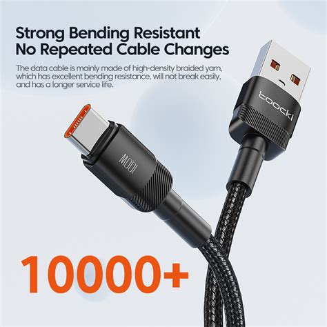 Toocki Kabel Data USB Type C Fast Charging Braided 6A 100W 1M TXCT