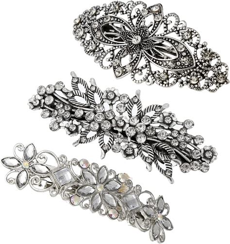 LEEQ Barrettes à Cheveux Antique Cristal Français Vintage Barrette