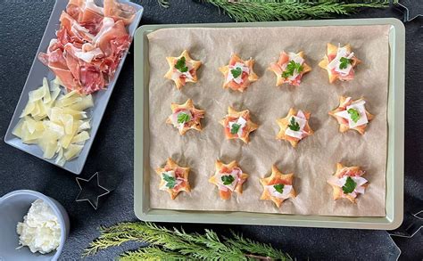 Blätterteig Serrano Sterne Weihnachtsrezept Fackelmann