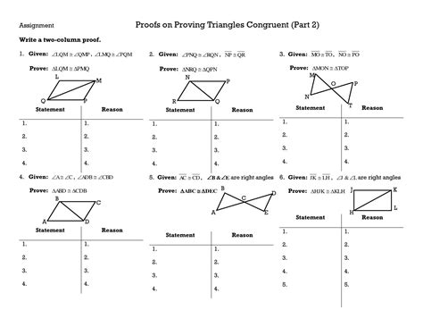 Practice With Congruent Triangles Worksheets