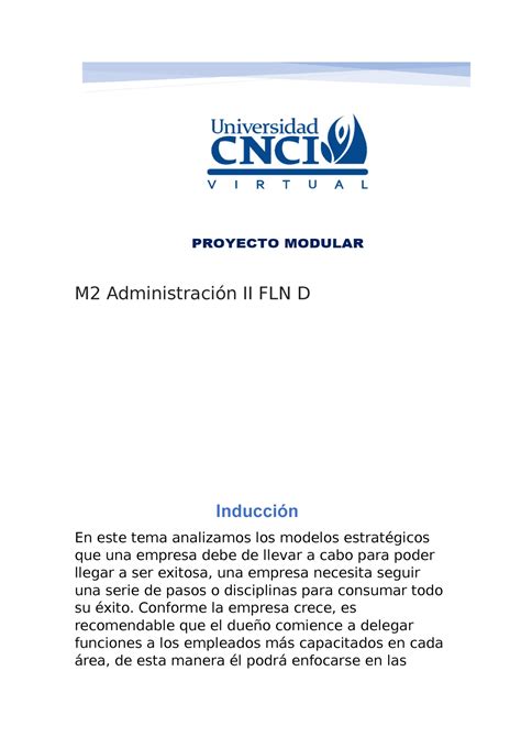 Administracion ll proyecto modular 1 trabajo 1 M2 Administración II