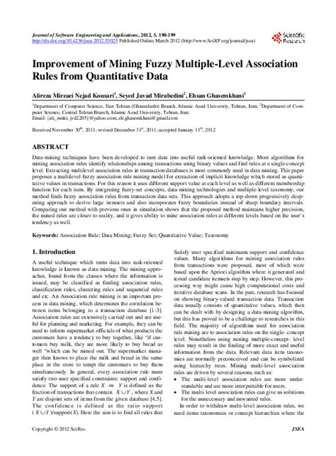 pdf improvement of mining fuzzy multiple level association rules from quantitative data