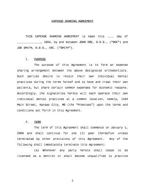 Cost Sharing Agreement Template