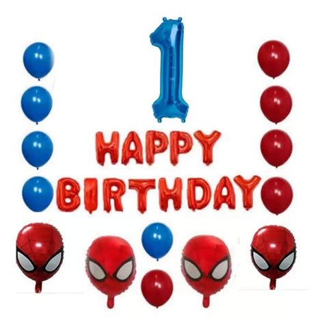 Globo Metálico Spiderman Hombre Araña Paquete 43 Piezas Meses sin