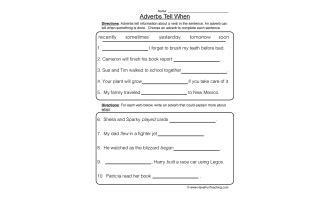 When Adverbs Worksheet By Teach Simple