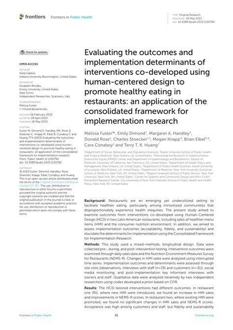 pdf evaluating the outcomes and implementation determinants of interventions co developed