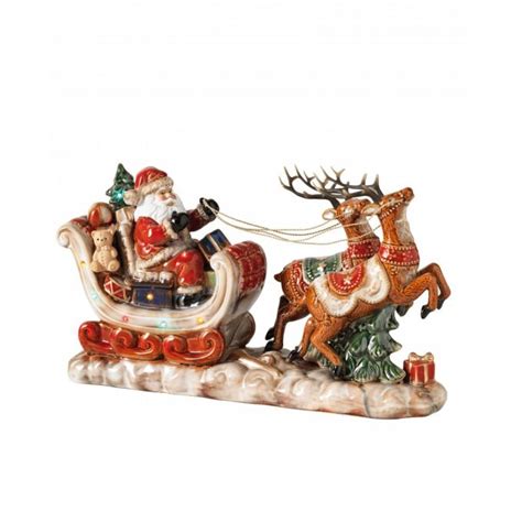 Babbo Natale Su Slitta Con Renne Porcellana