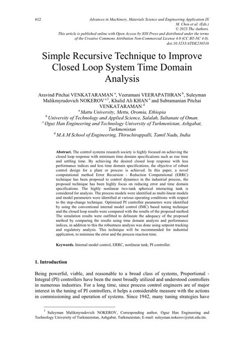 pdf simple recursive technique to improve closed loop system time domain analysis