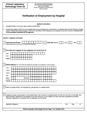 Fillable Online Op Nysed Form 5A Verification Of Employment By