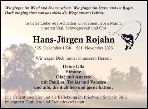 Traueranzeigen von Hans Jürgen Rojahn Trauer Nordkurier