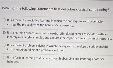 Solved Which Of The Following Statements Best Describes Chegg