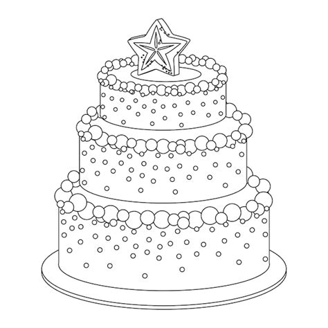 Bolo de aniversário para colorir ilustração para crianças e adultos